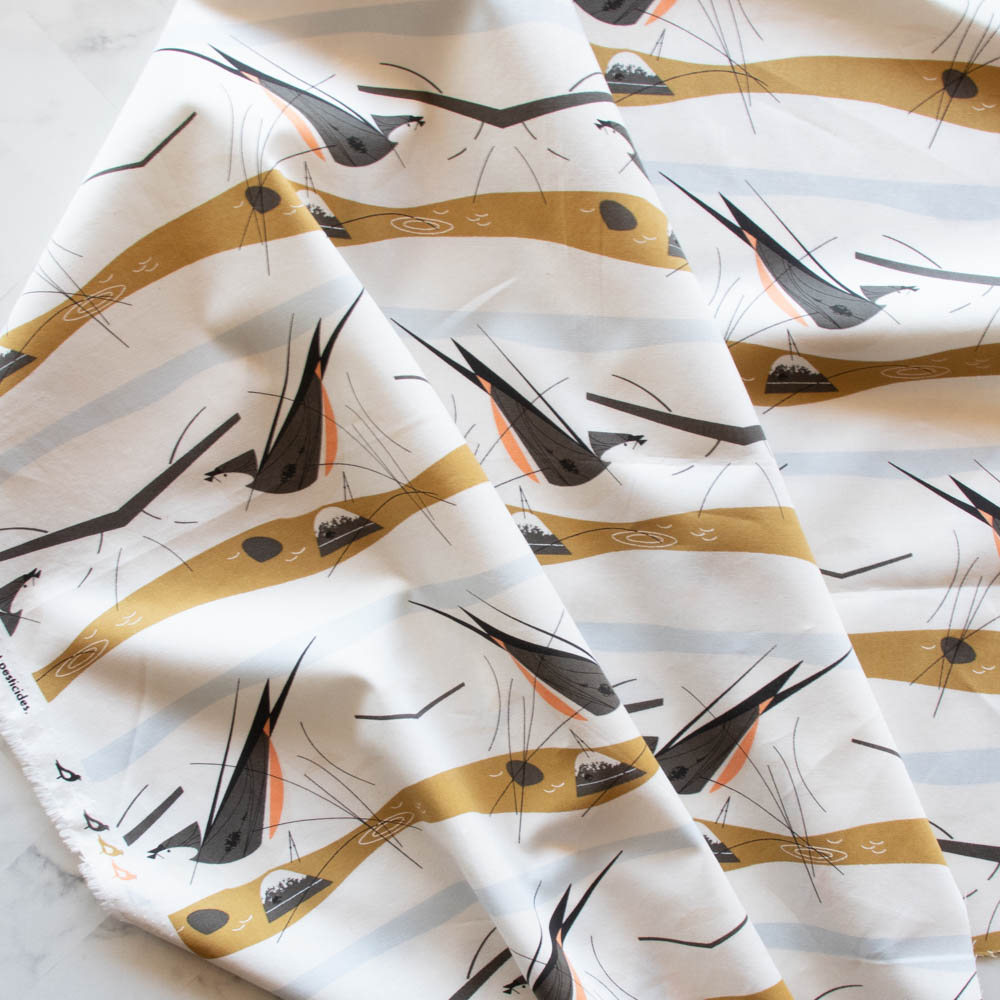 Tufted Titmouse Snow, Holiday 2023 by Charley Harper for Birch Organic ...
